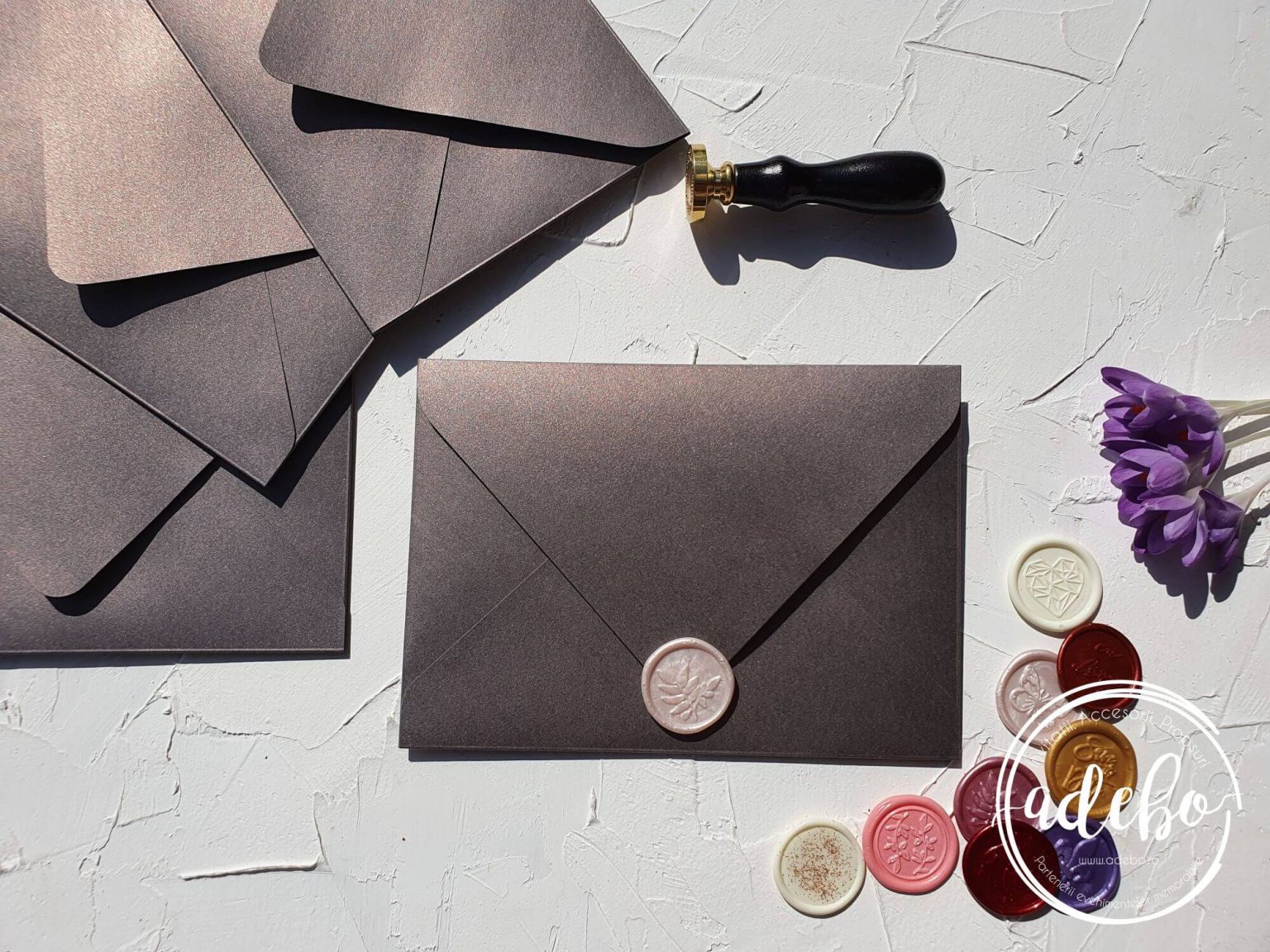 Plicuri facute manual - Cenusiu Sidefat, Plic handmade Dark Brown