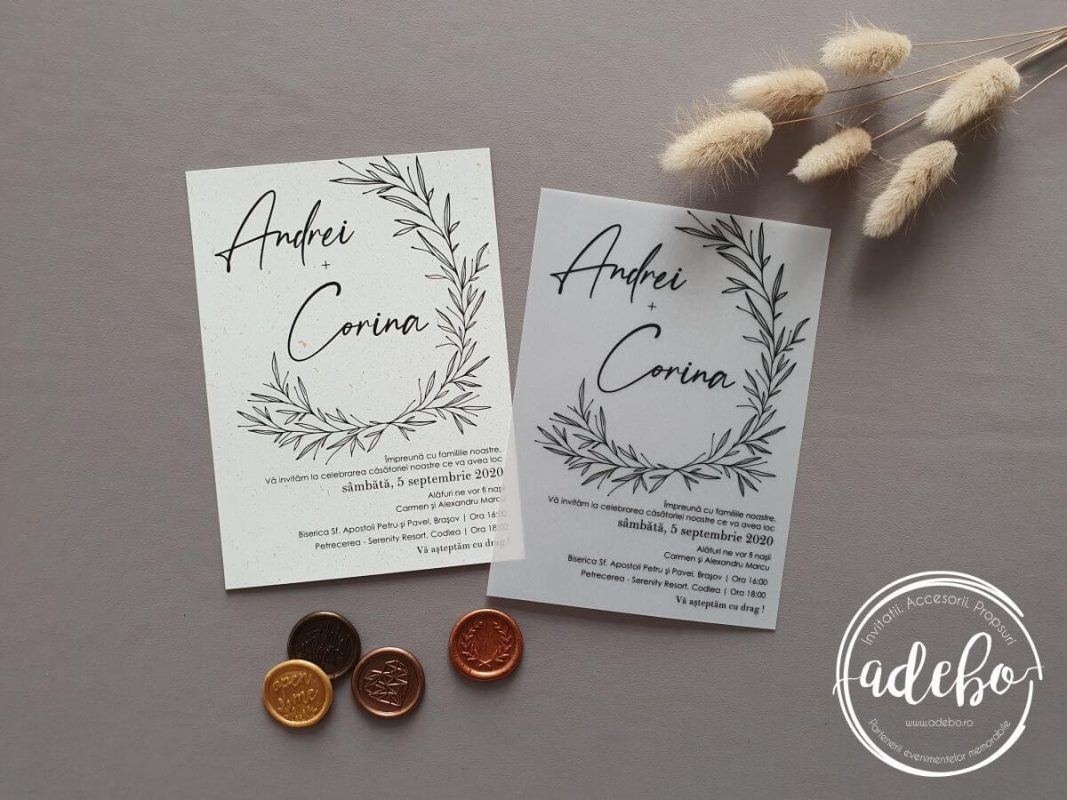 Invitatie nunta cu plic sampanie, Invitatii nunta minimaliste, Plicuri ...
