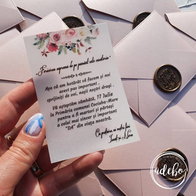 Invitatie de nunta Mini, Invitatii nunta florale cu sigiliu, Invitatii ...