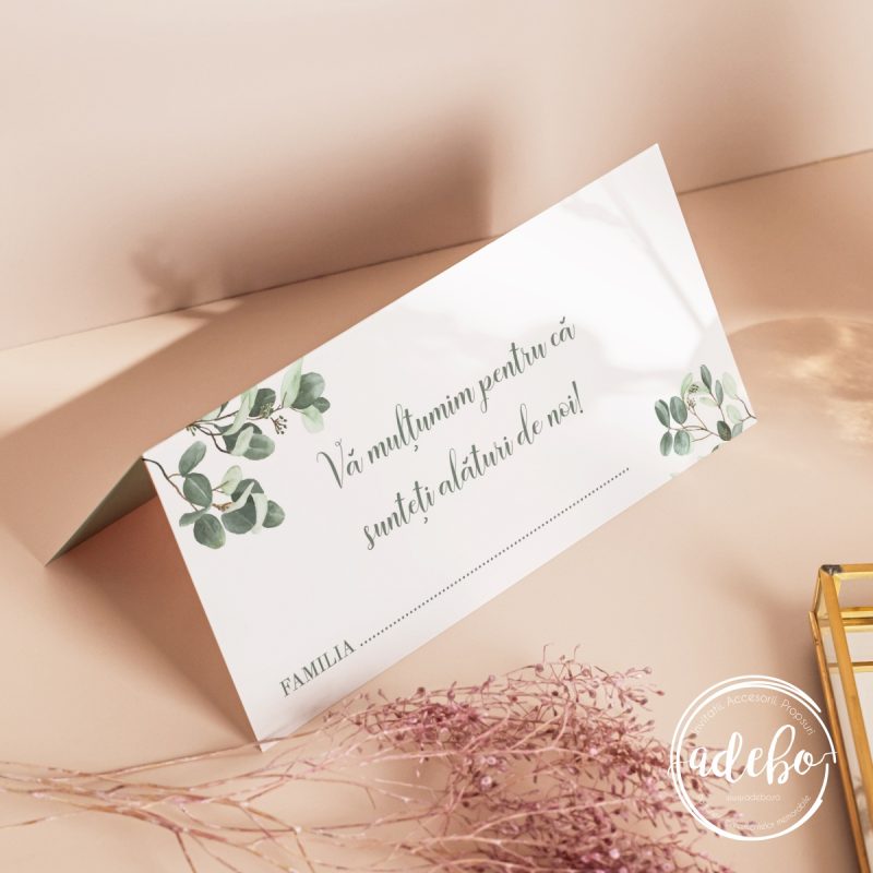 Meniu nunta tematica Eucalipt, Design meniu, Papetarie nunta eucalipt