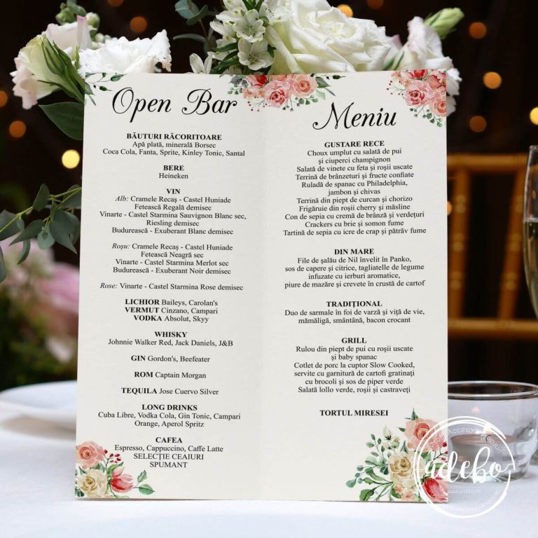 Meniu rotund - Eucalipt, Meniu individual, Meniu cerc, Design meniu nunta